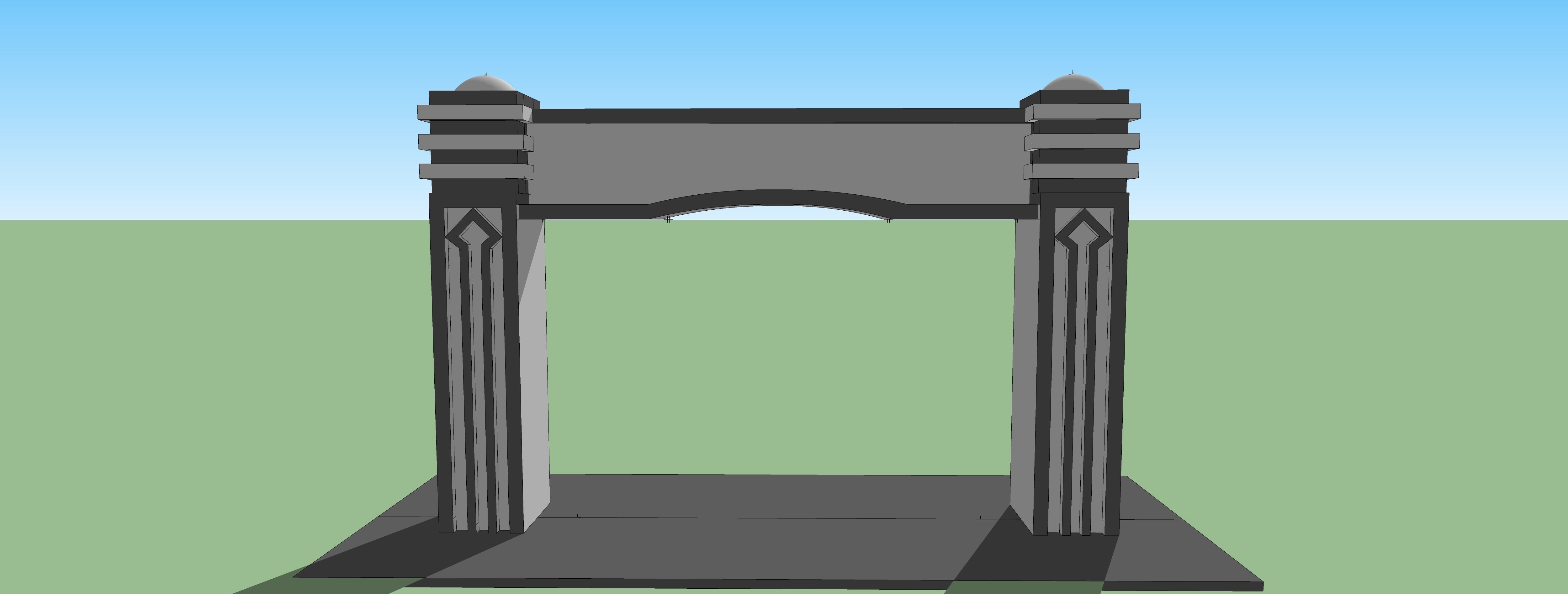 pendopo archway in middle of grassy field 3D model | CGTrader