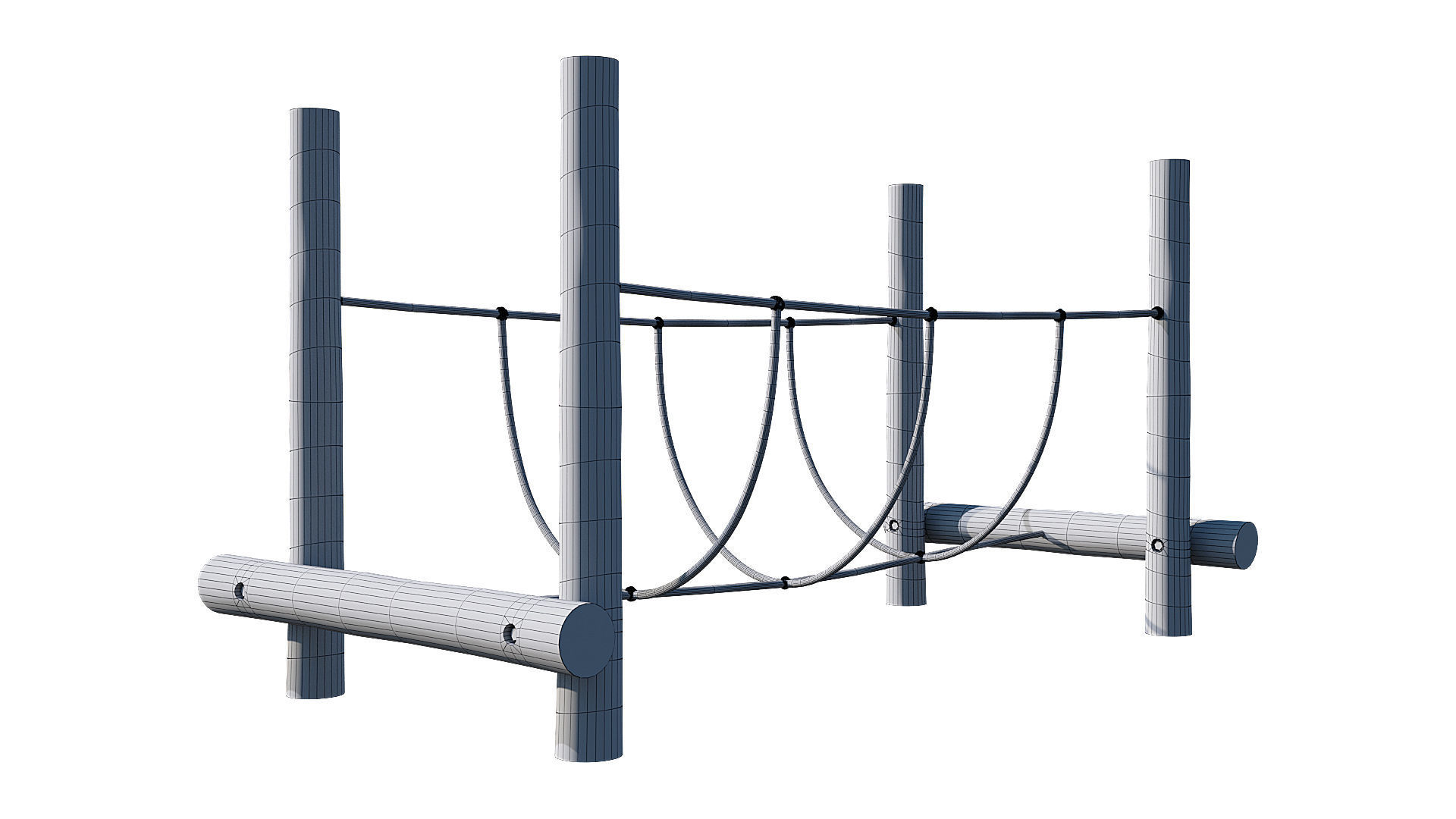 Playground Wooden Log Balance Beam 3D model | CGTrader