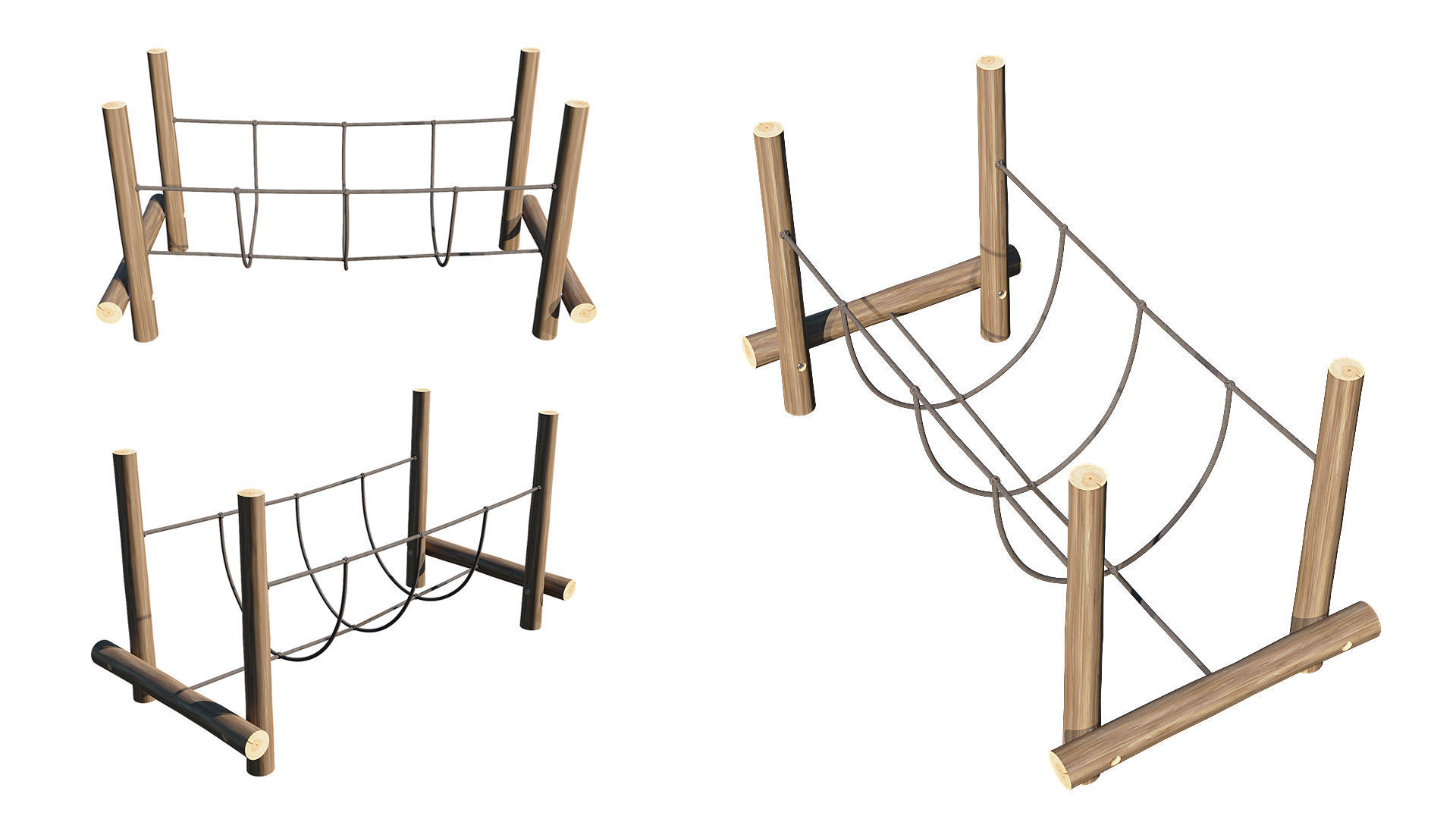 Playground Wooden Log Balance Beam 3D model | CGTrader