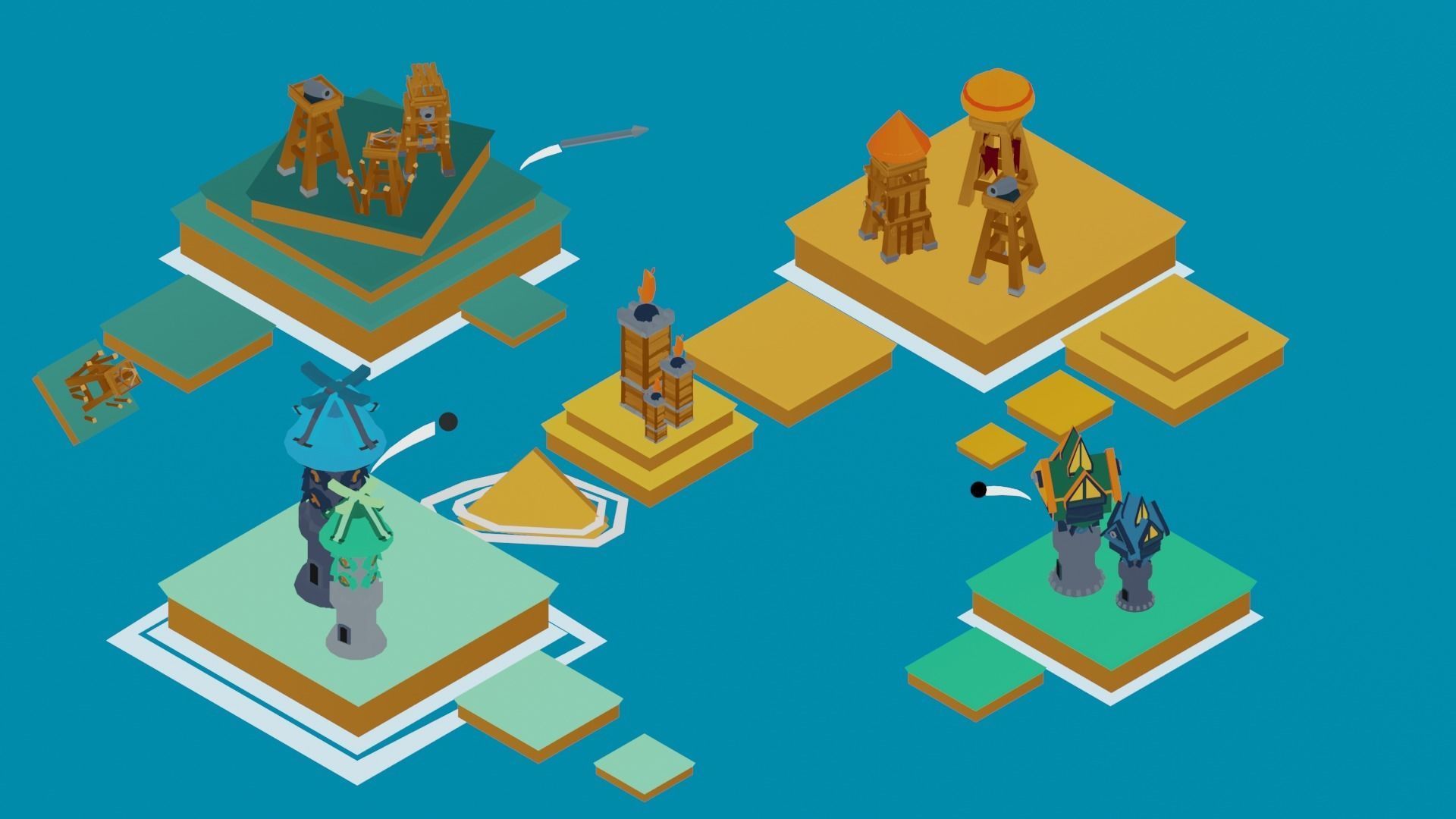 3D model 35 High Quality Low Poly Towers N Turrets Asset Pack VR / AR ...