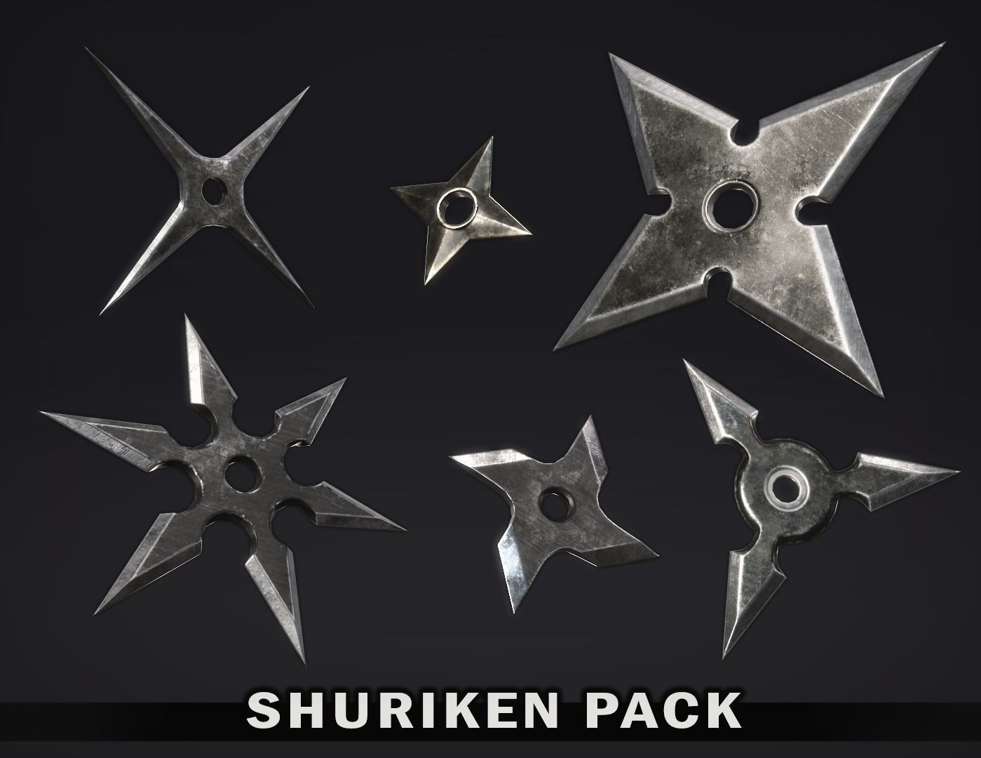 Shuriken Pack 3D model game-ready | CGTrader