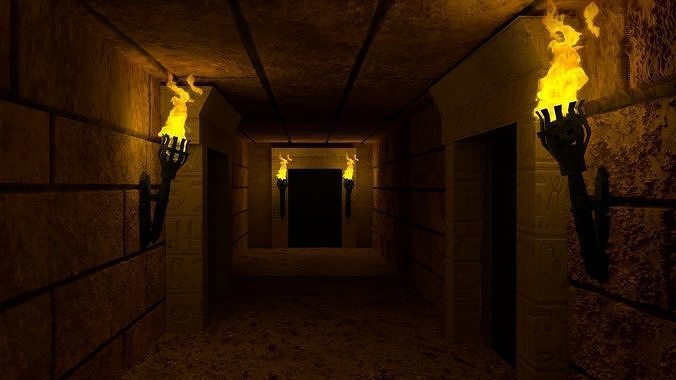 Egypt Dungeon Corridor With Animated Torches Environmental 3D model ...