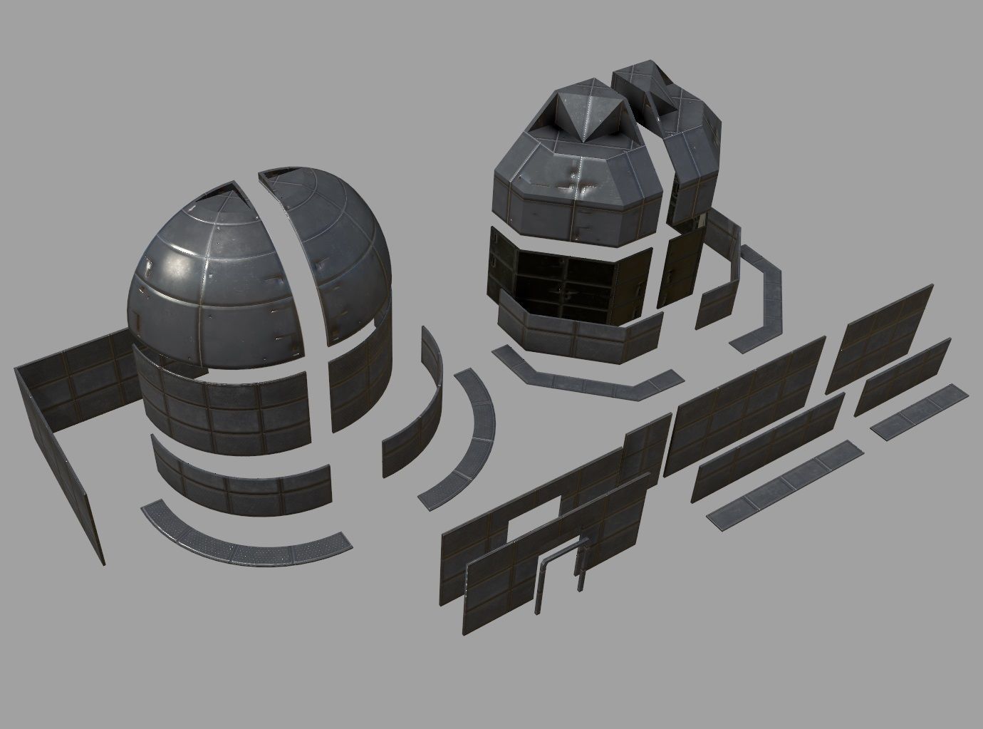 3D Model Collection sci fi Modular architectural design - low-poly ...