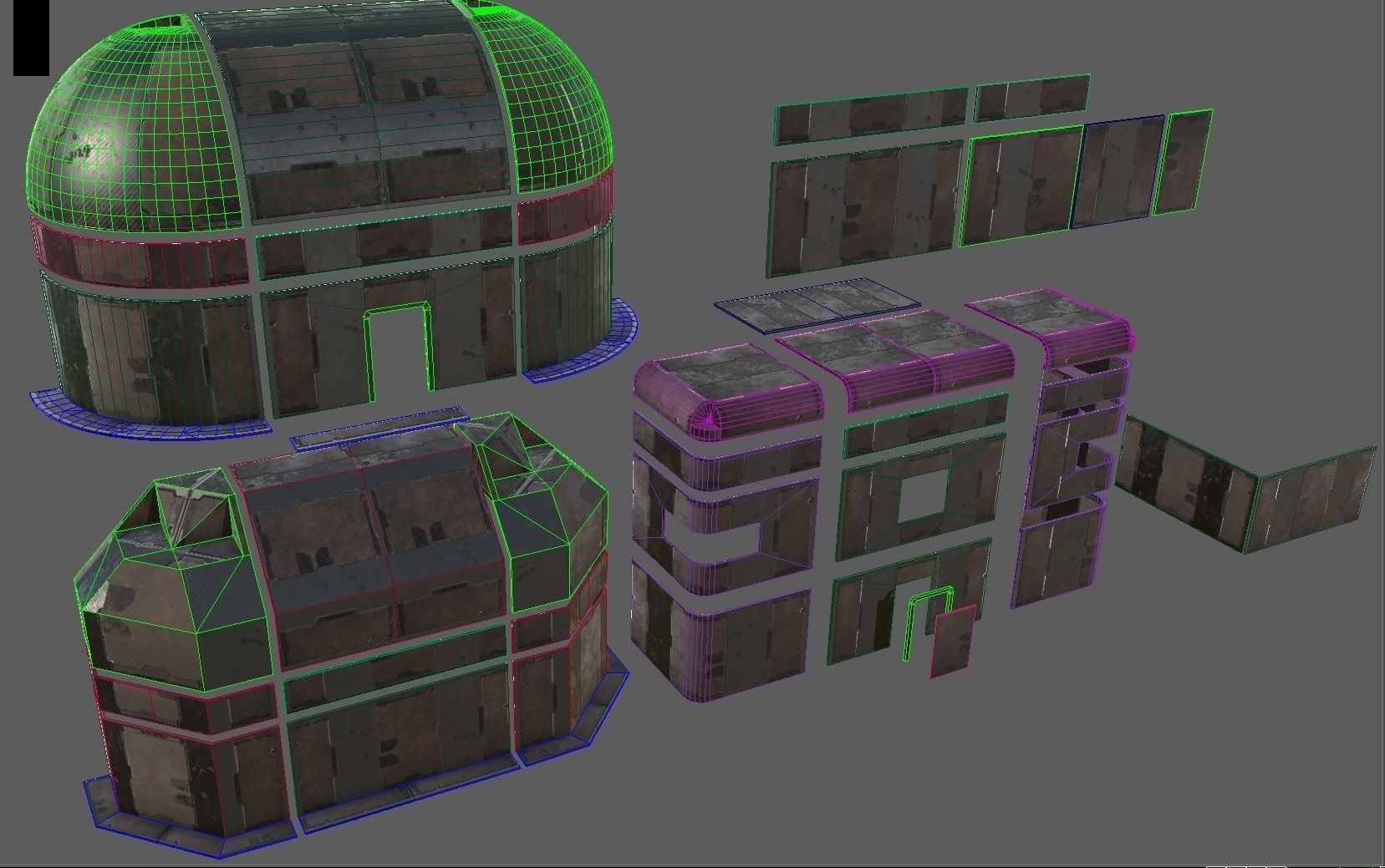 sci fi Modular architectural design - low-poly construction 3D Model ...
