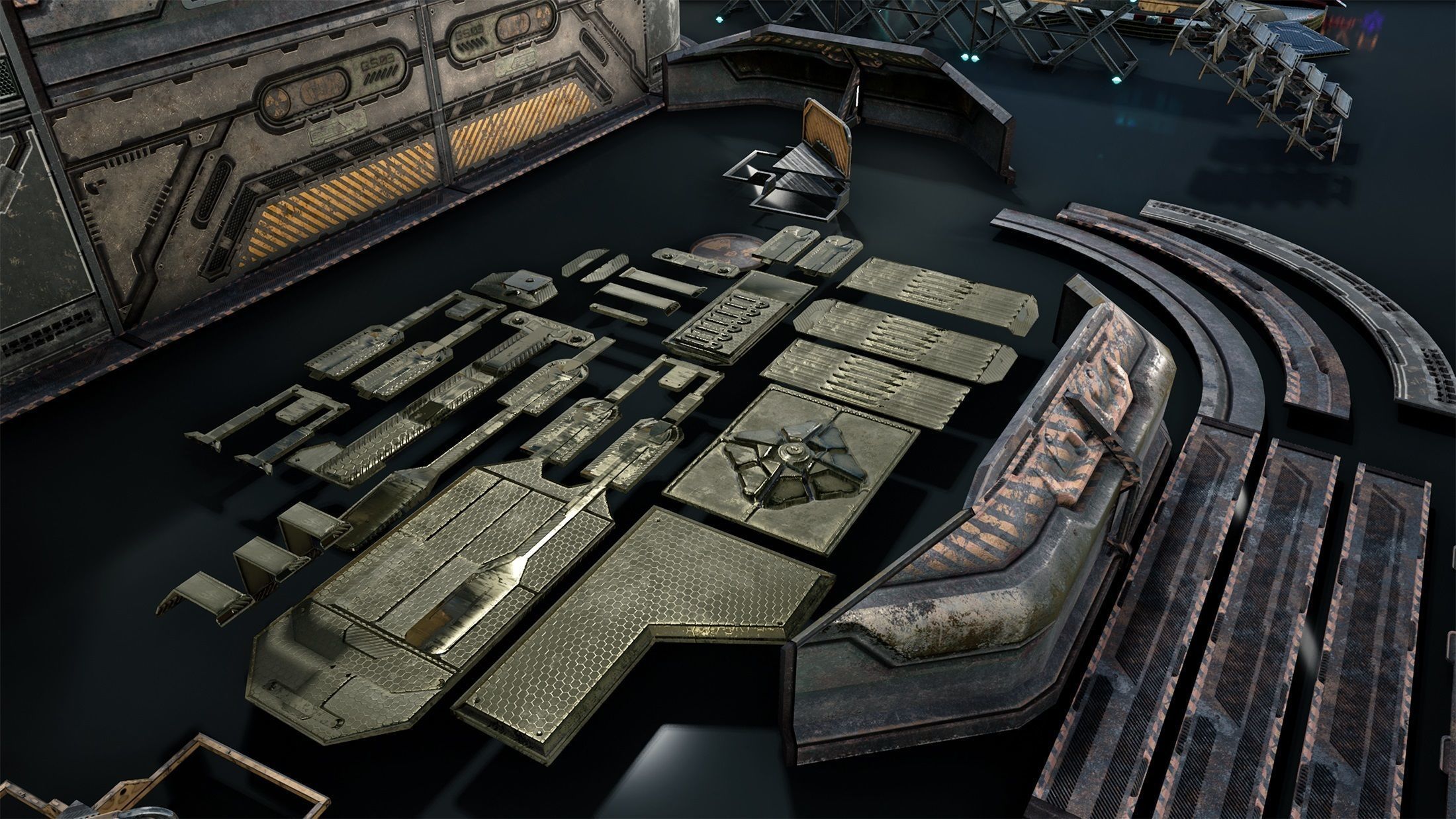 3D Model Collection sci fi Modular architectural design - low-poly ...