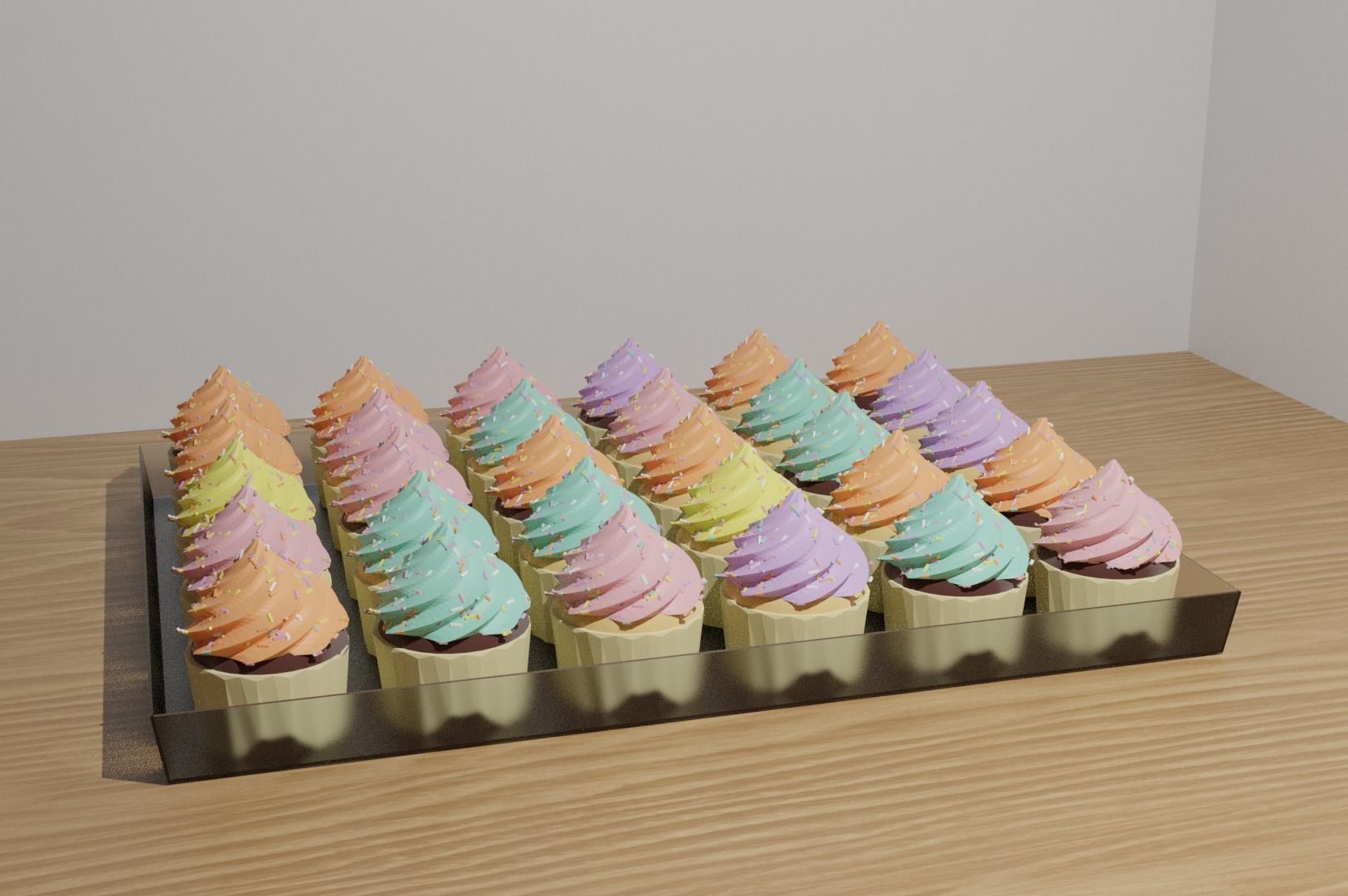 Box of 60 Assorted Cupcakes free 3D model | CGTrader