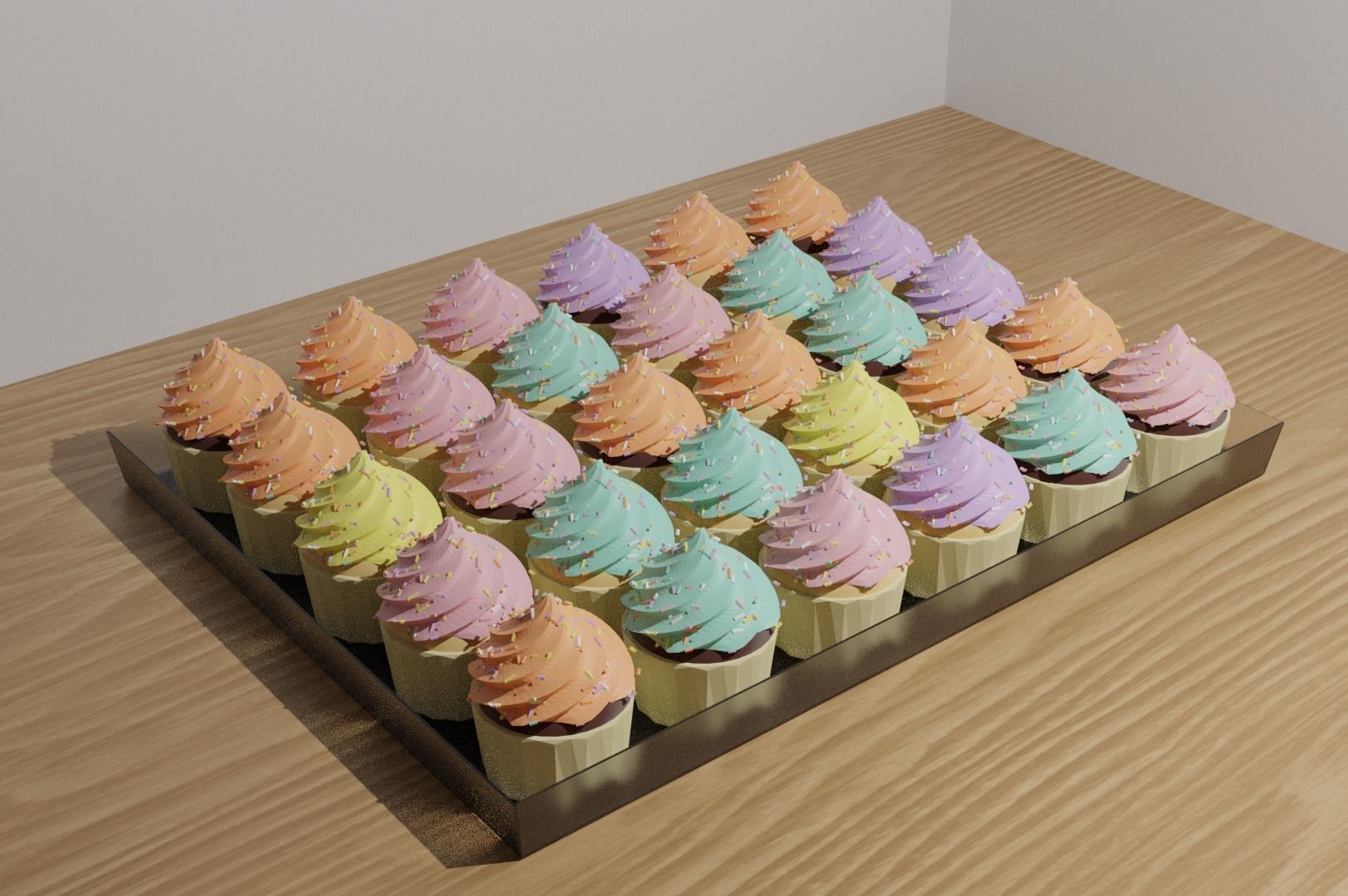 Box of 60 Assorted Cupcakes free 3D model | CGTrader