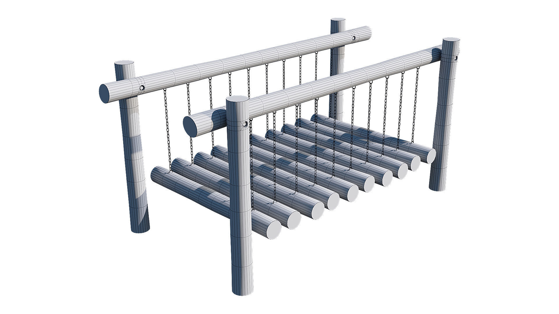 Playground Wooden Log Balance Beam 3D model | CGTrader