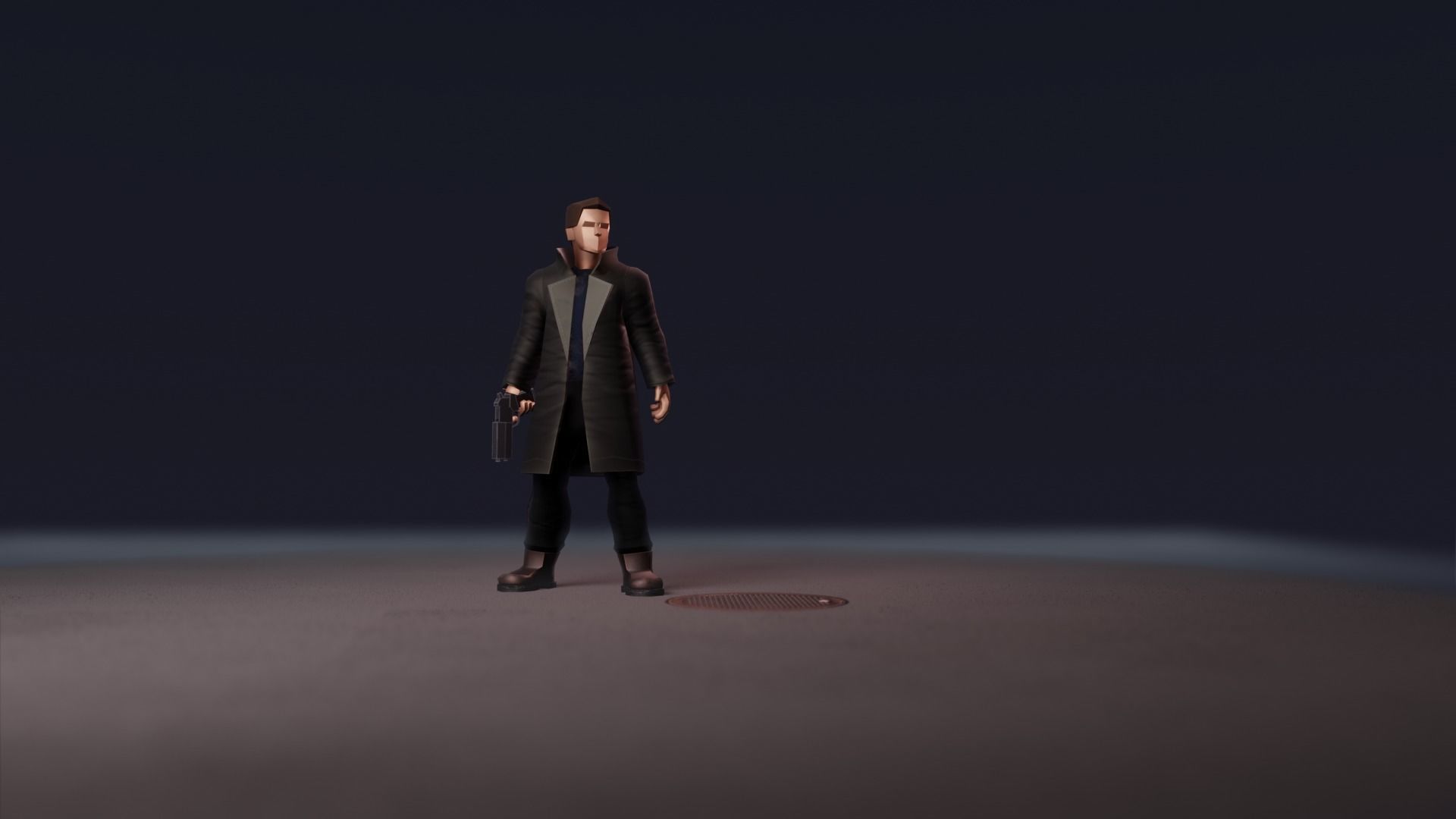 Detective LowPoly man holding gun free VR / AR / low-poly 3D model ...