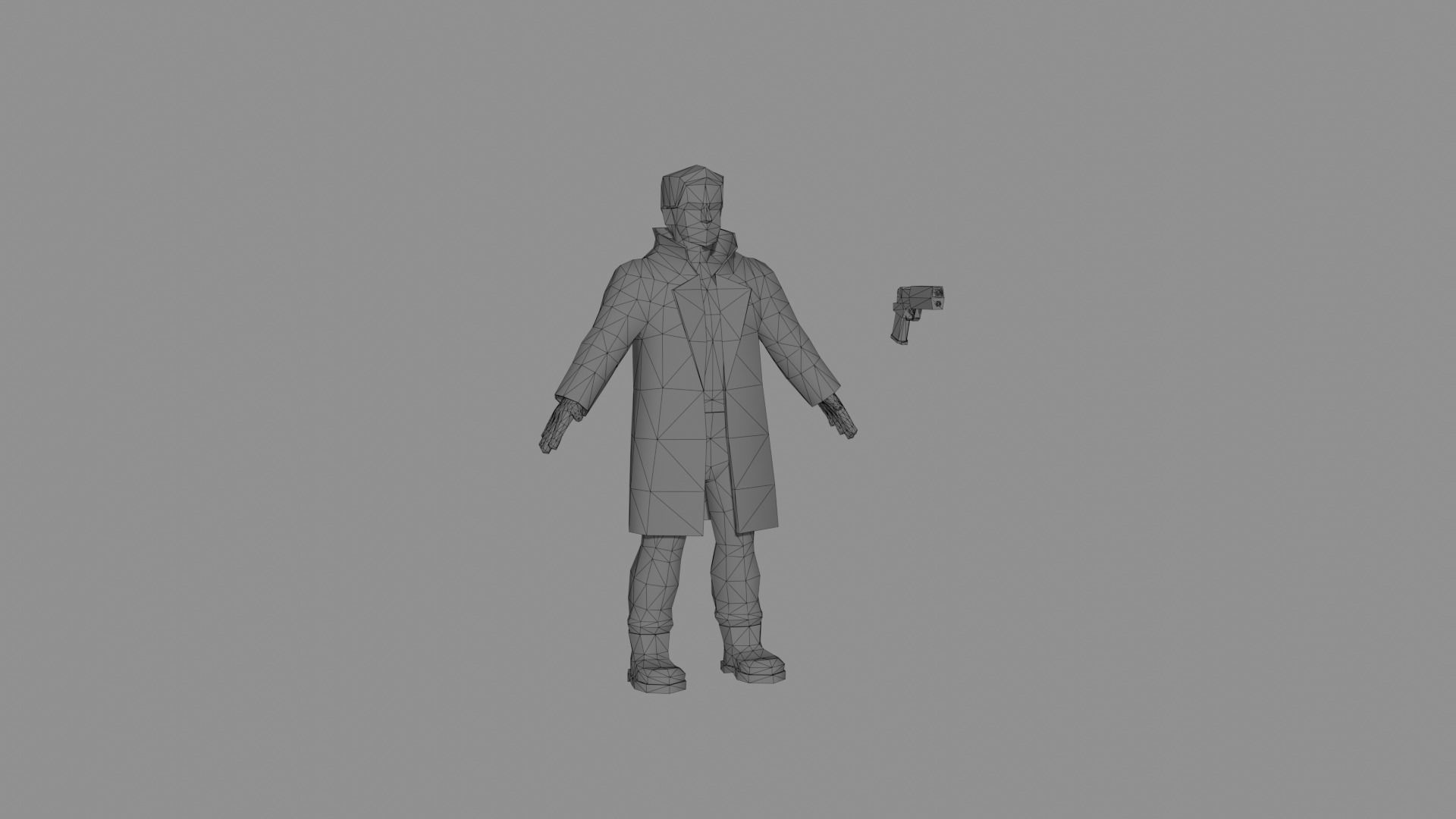 Detective LowPoly man holding gun free VR / AR / low-poly 3D model ...