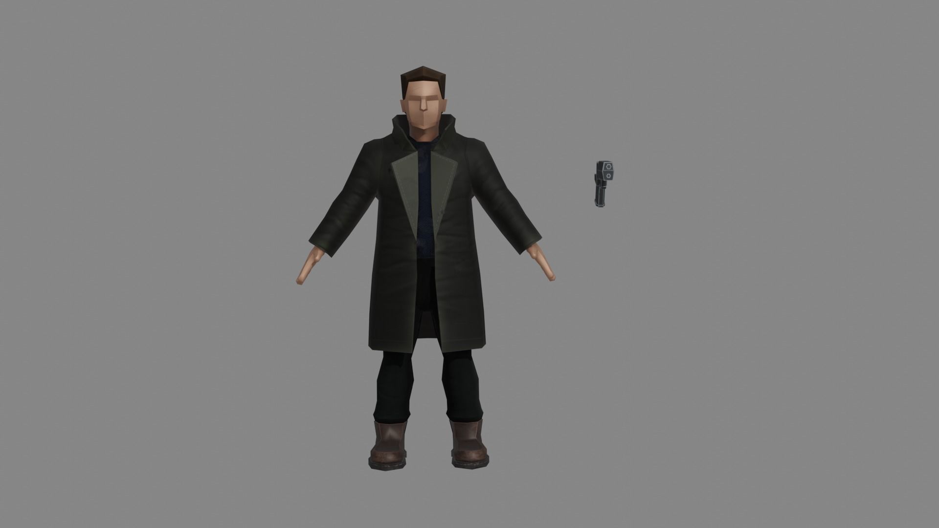 Detective LowPoly man holding gun free VR / AR / low-poly 3D model ...