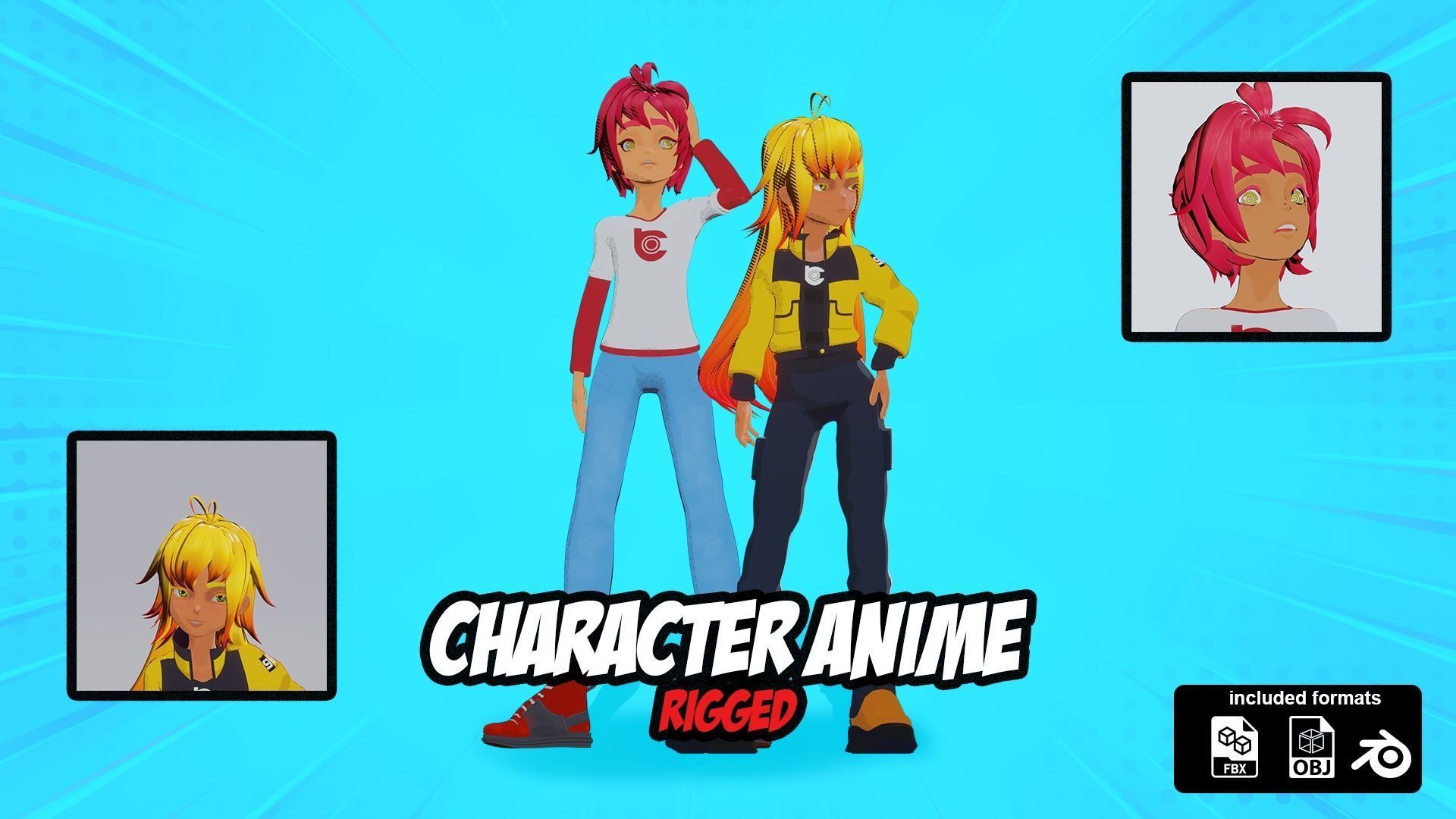 3D model Anime characters-Pack VR / AR / low-poly rigged | CGTrader