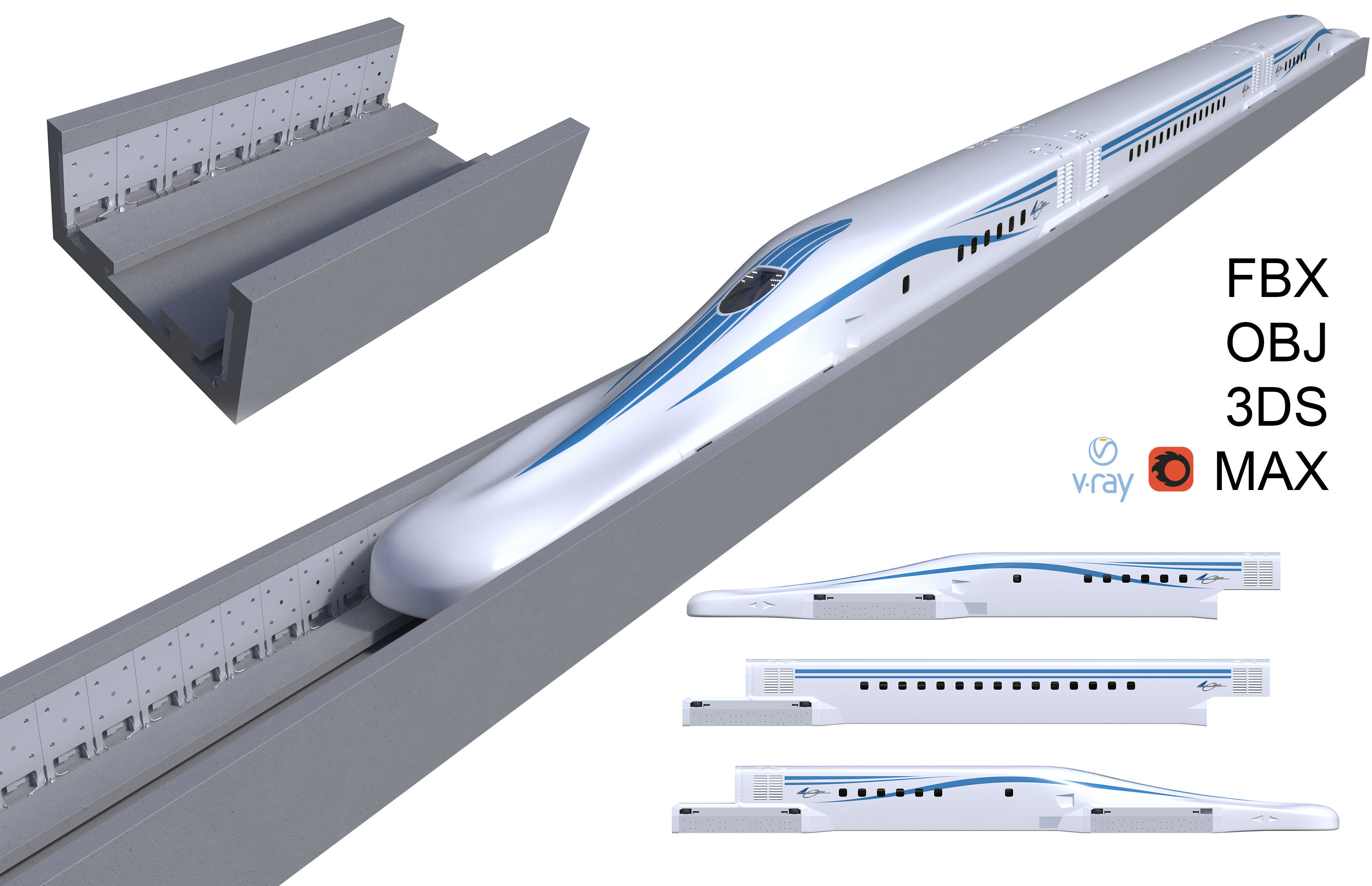 SCMaglev L0 Series Improved Version Shinkansen 3D model | CGTrader