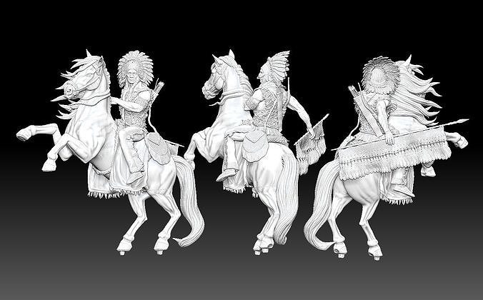 native american on horse 3D model 3D printable | CGTrader