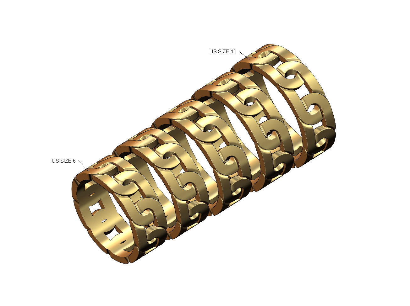 Overlapping chain link ring US size 6to10 3D model 3D printable | CGTrader