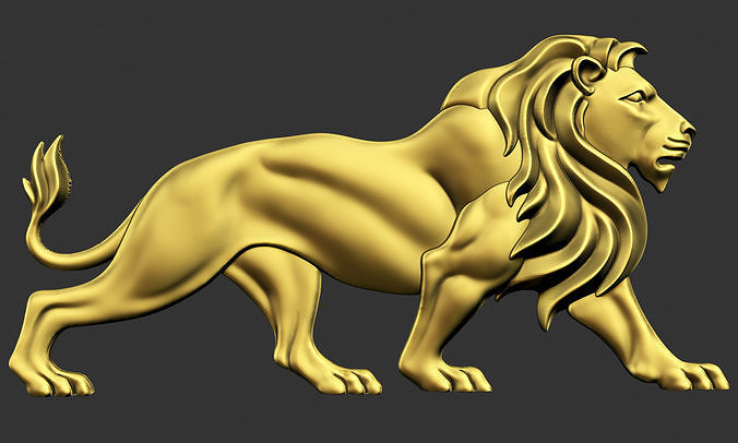 Walking Lion Relief 3D model 3D printable | CGTrader