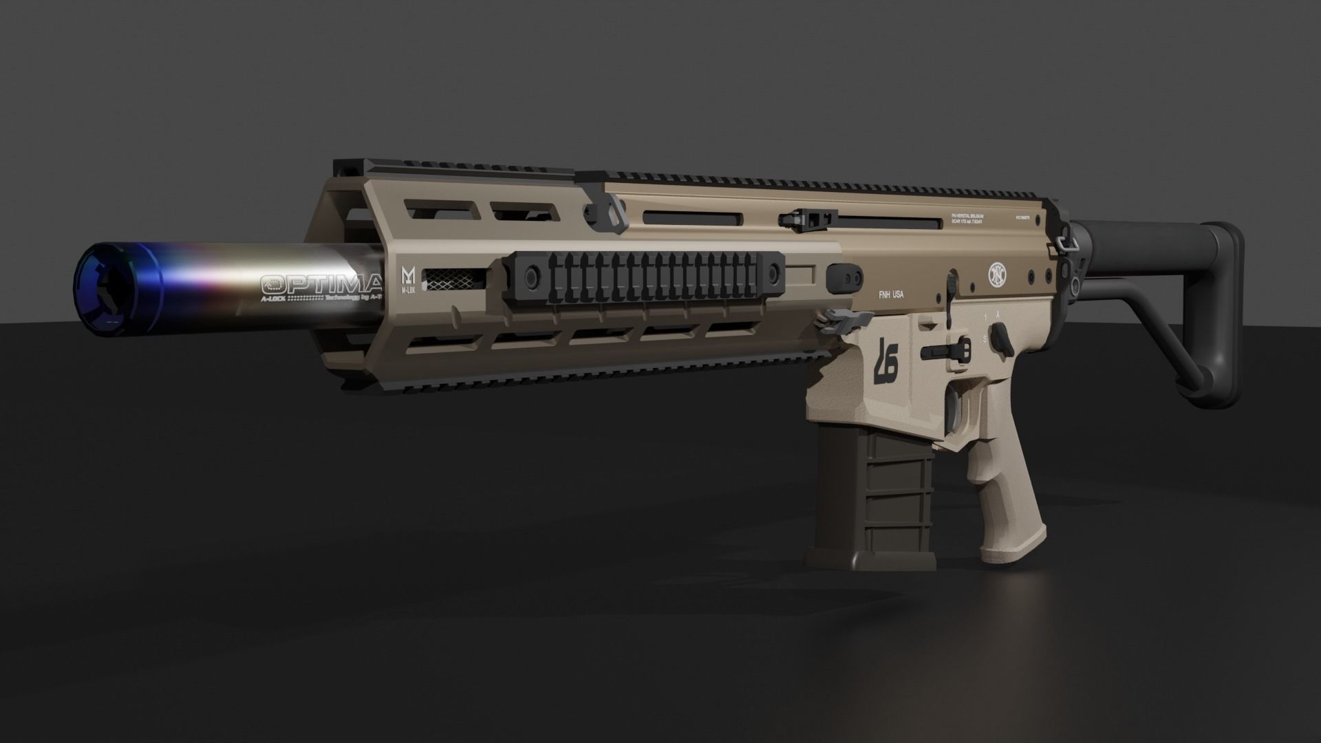 Custom FN SCAR-H Mk17 3D model | CGTrader