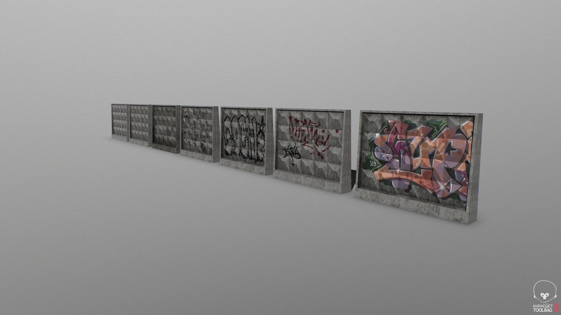 3D model Soviet Russian Concrete Fence Pack VR / AR / low-poly | CGTrader