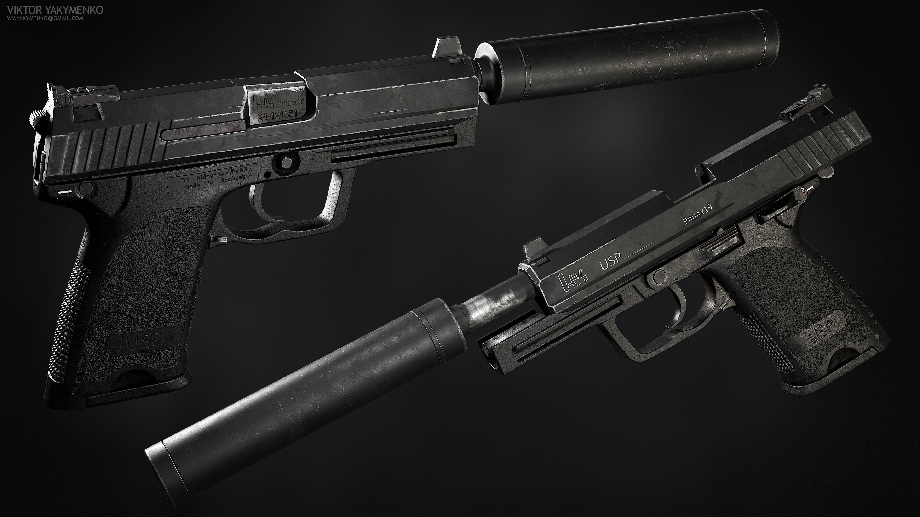 3D model Heckler and Koch USP SD VR / AR / low-poly | CGTrader