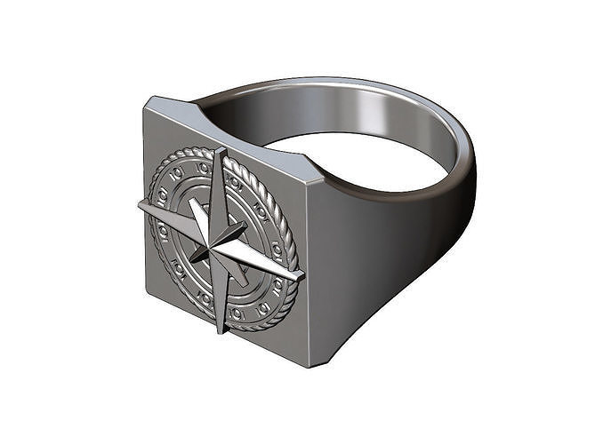 Compass ornament square ring US size 7to13 3D model 3D printable | CGTrader