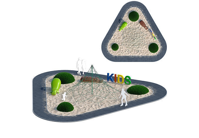 Children playground with rope web 3D model | CGTrader