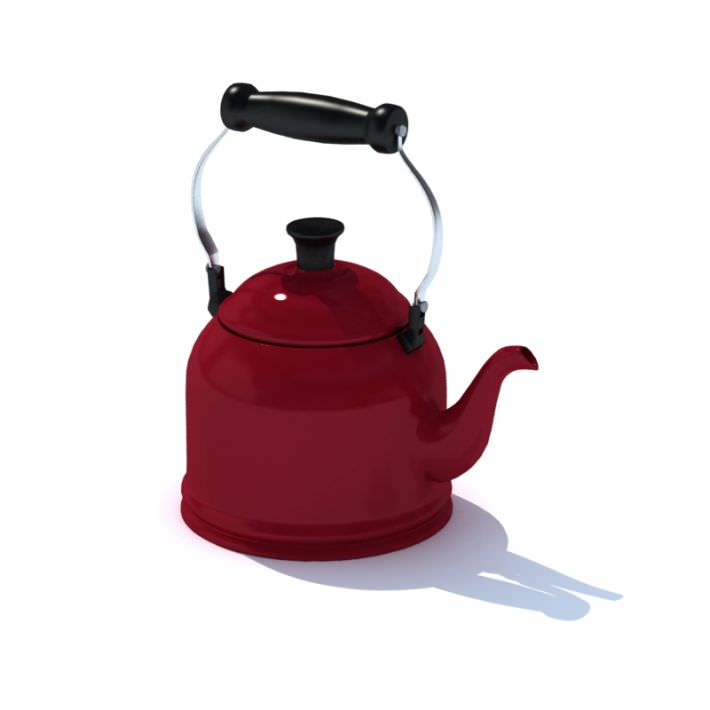 Red Retro Kettle 3D model | CGTrader