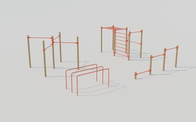 Calisthenics Station 3 Outdoor Fitness Equipment Street Workout 3D ...