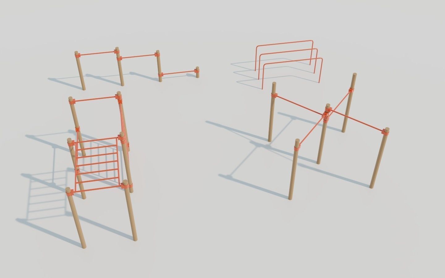 Calisthenics Station 3 Outdoor Fitness Equipment Street Workout 3D ...