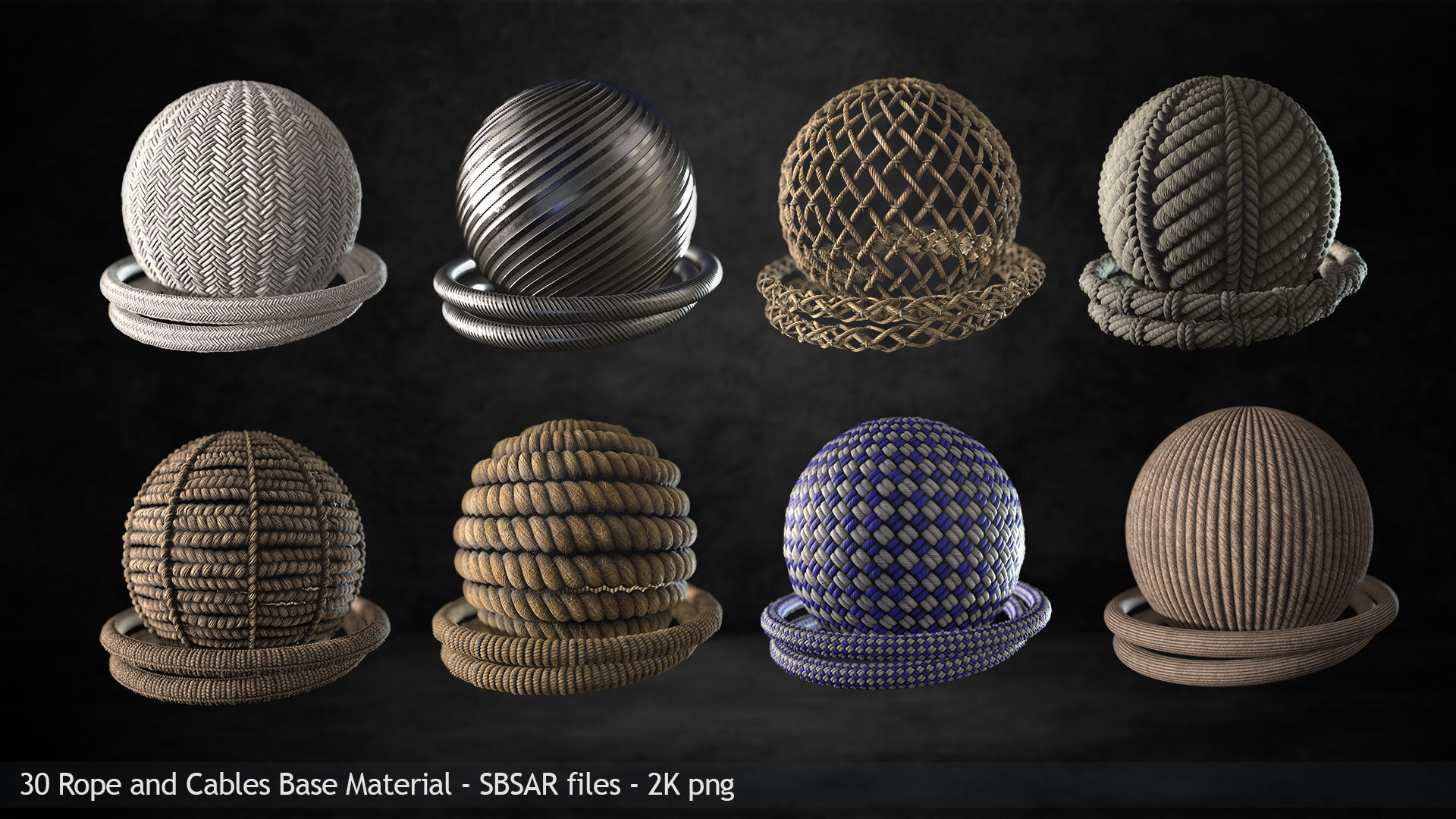 Rope and Cable Base Materials - png sbsar Texture | CGTrader
