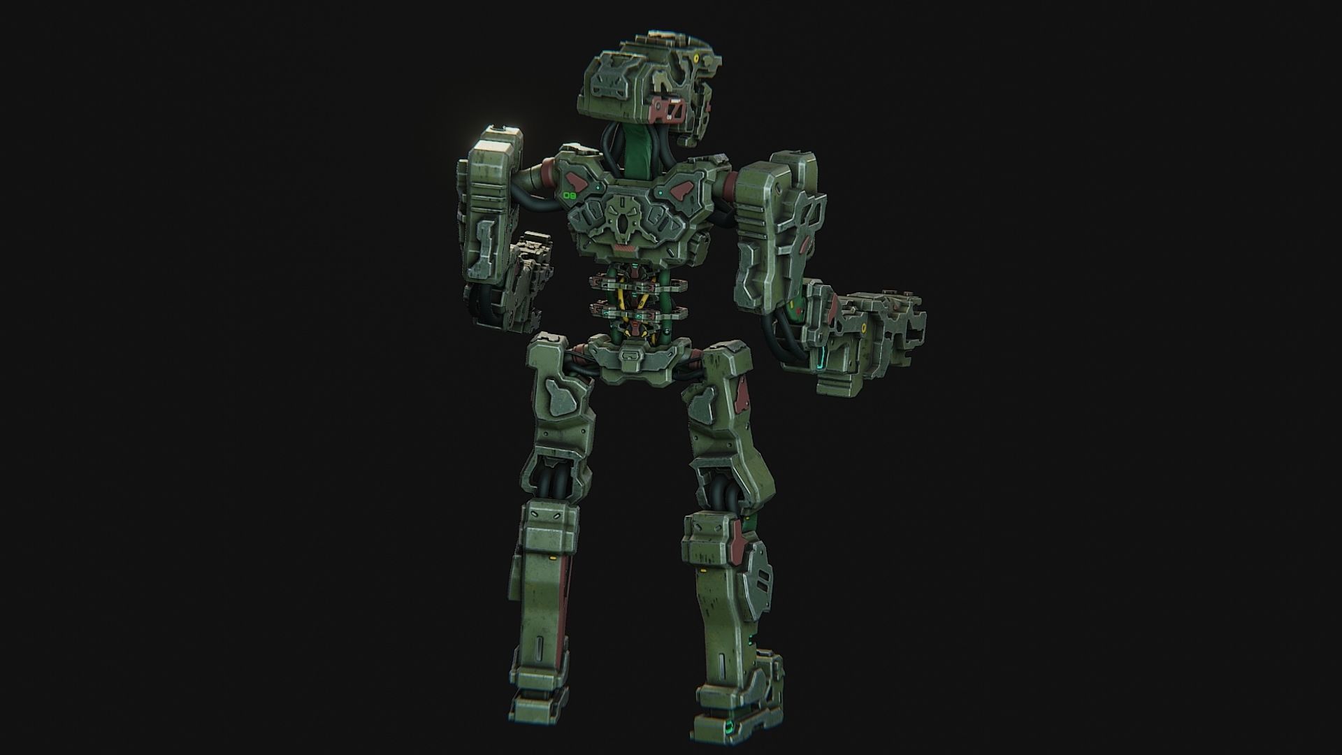 3D model Sci fi assault cyborg character VR / AR / low-poly rigged ...