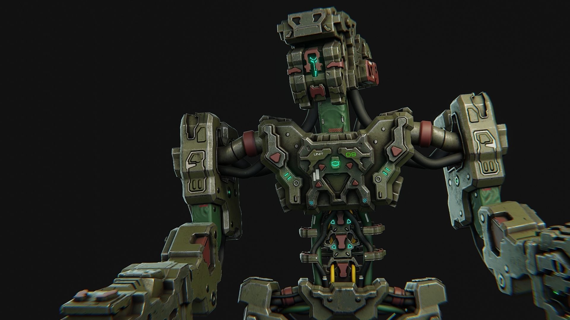 3D model Sci fi assault cyborg character VR / AR / low-poly rigged ...