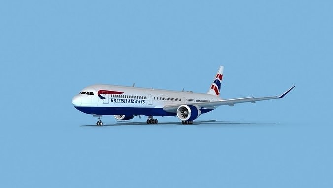 Boeing 767-400 British Airways 3D model rigged | CGTrader
