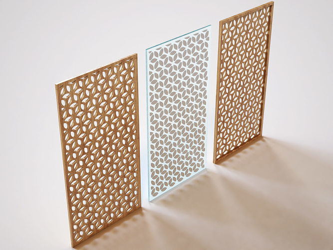 Partition three wooden screens 3D model | CGTrader
