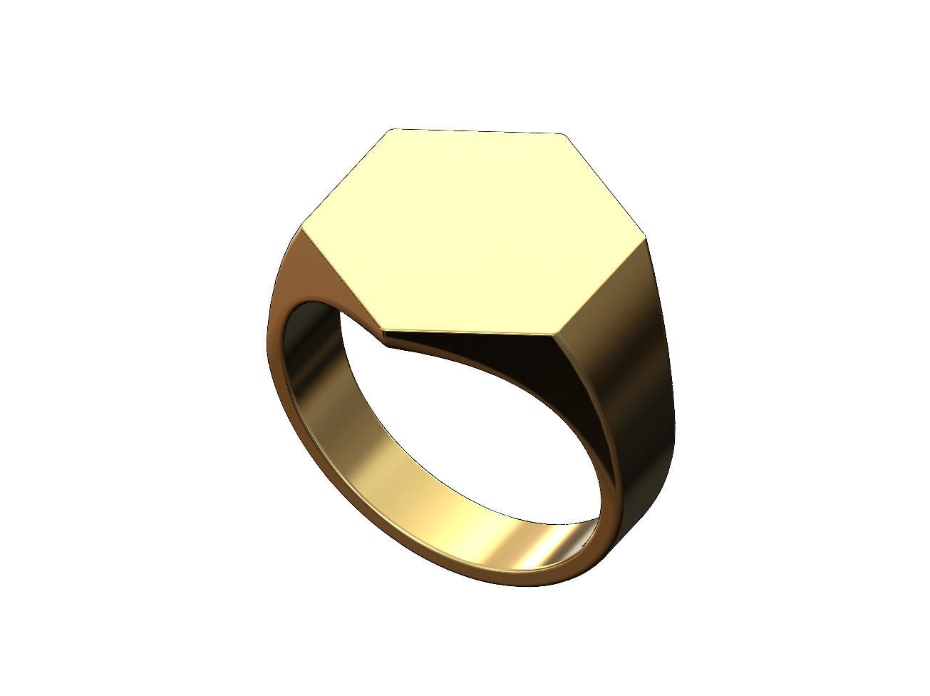 Large Engravble hexagonal signet ring US size 6to13 3D model 3D ...