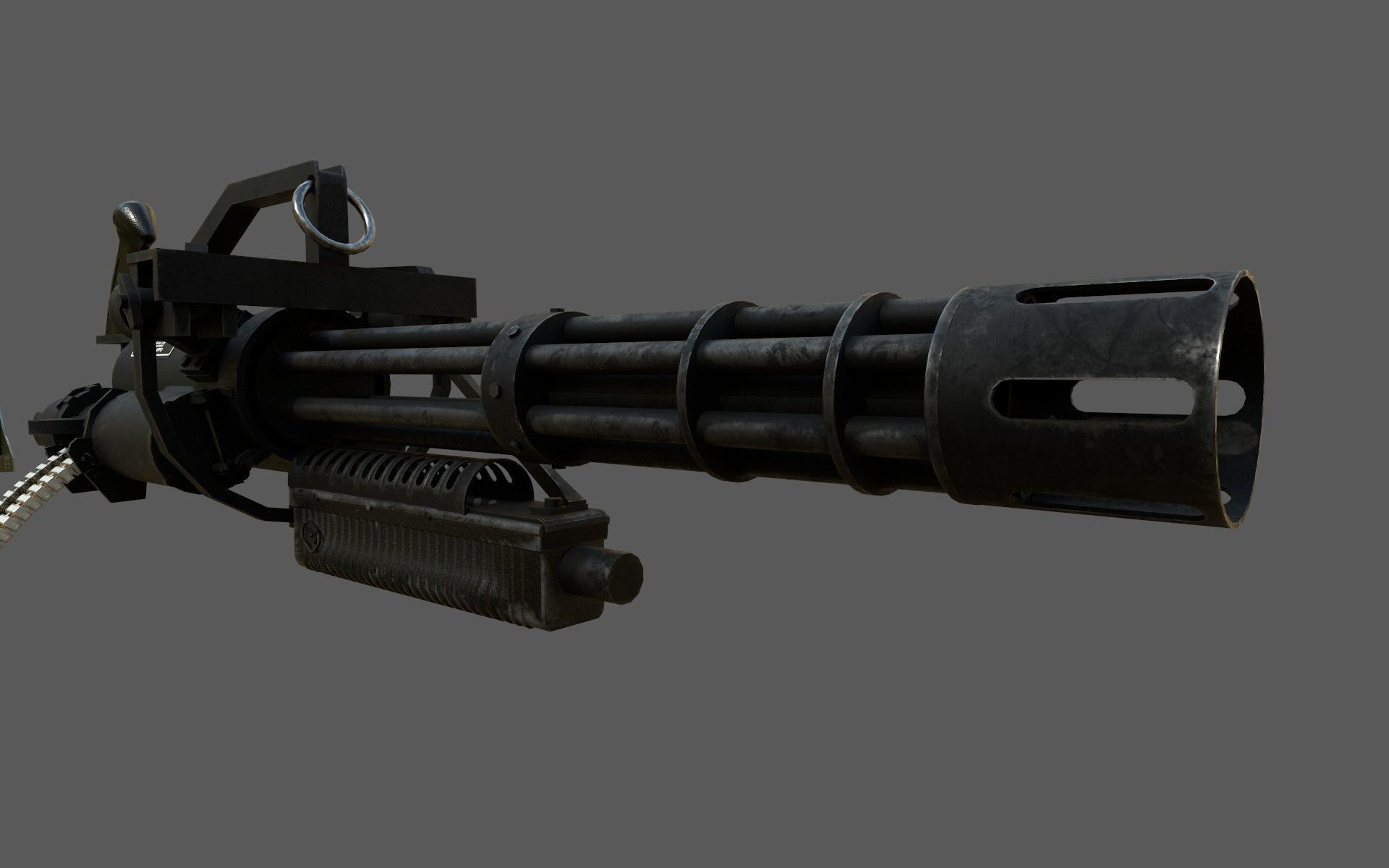 3D model MINIGUN M134 with ammunition backpack VR / AR / low-poly ...