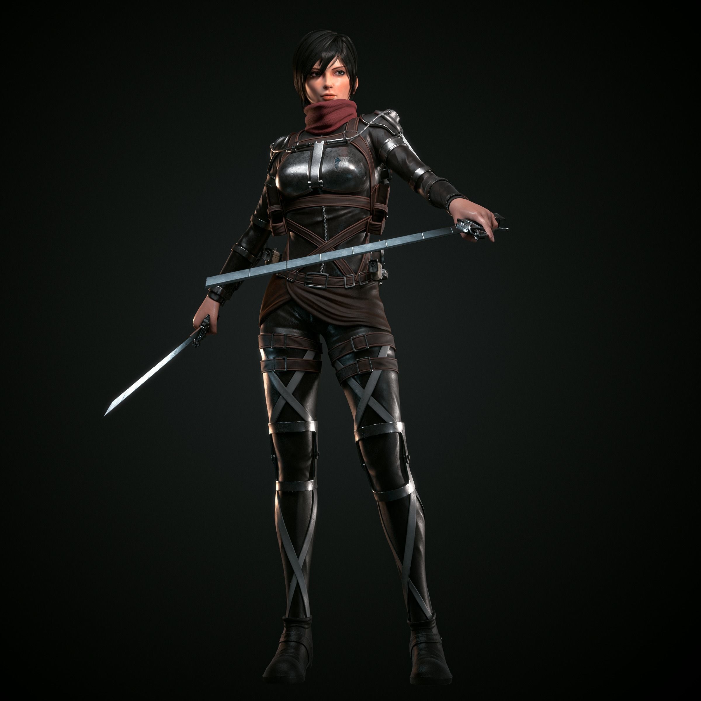 Mikasa Ackerman - Attack on Titan 3D model rigged | CGTrader