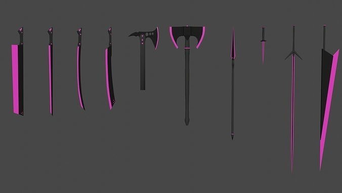 Set Neon Weapon 3D model | CGTrader