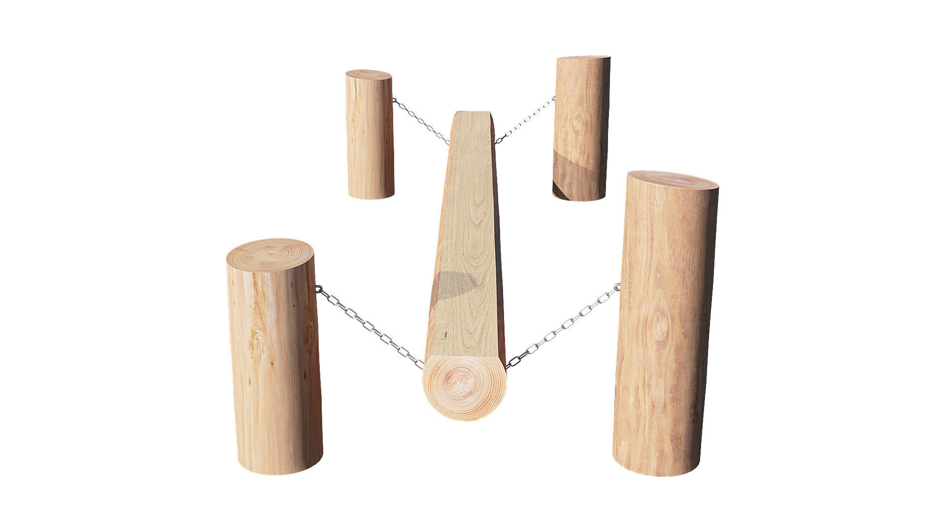 Playground Wooden Log Balance Beam 3D model | CGTrader