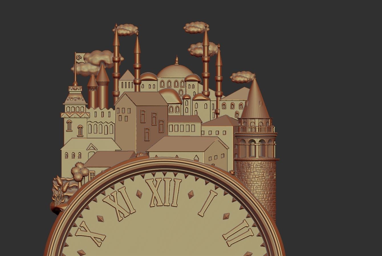 Istanbul city wall clock 3D model 3D printable | CGTrader
