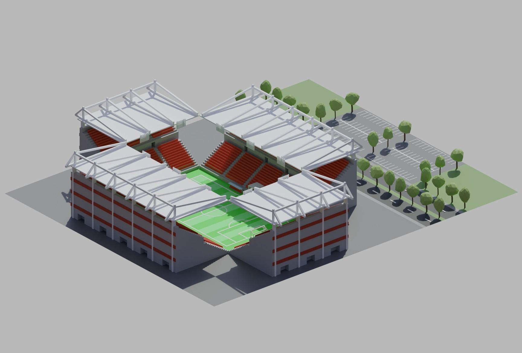 3D model Stadium simple poly kit 5 levels VR / AR / low-poly | CGTrader