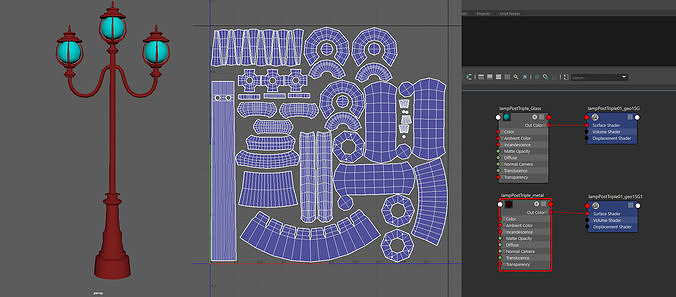 3D model lampPostTriple VR / AR / low-poly | CGTrader