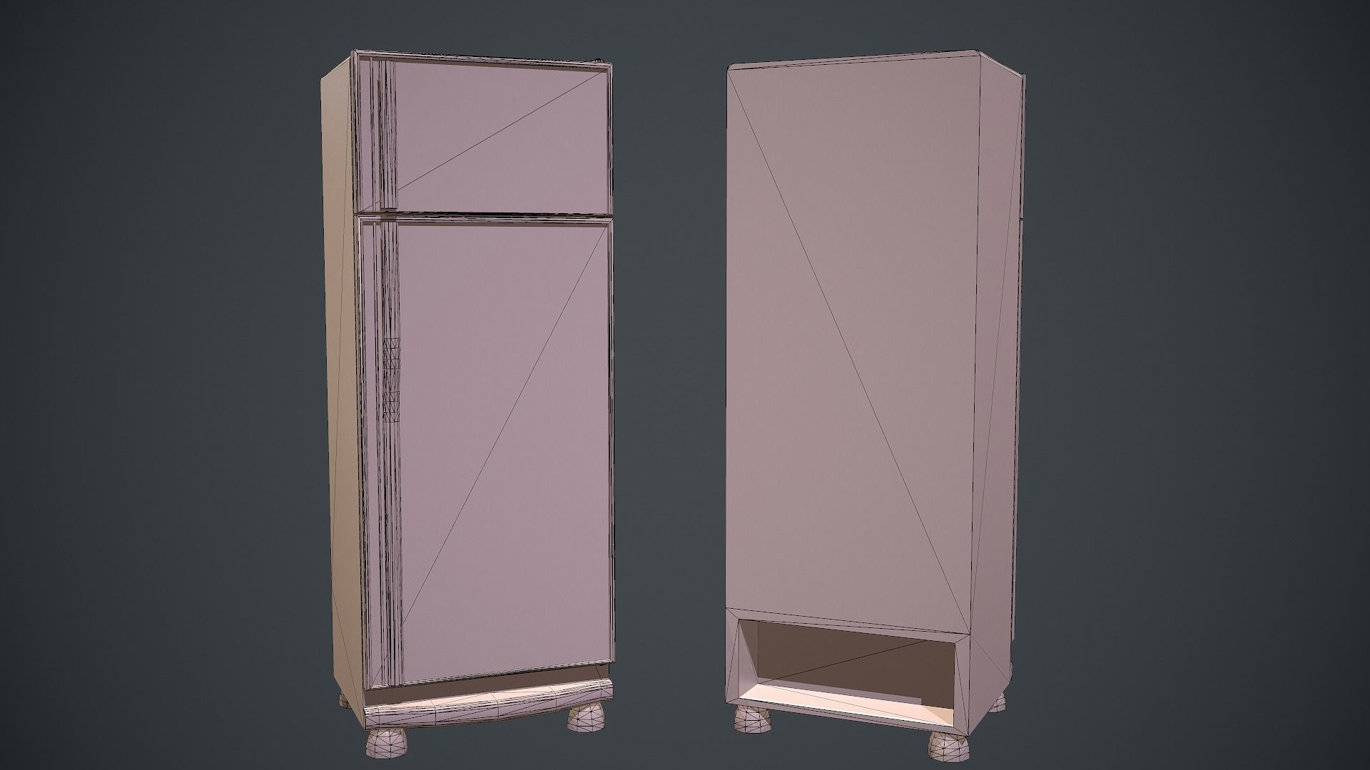 3D model Low Poly Fridge two refrigerators on wheels VR / AR / low-poly ...