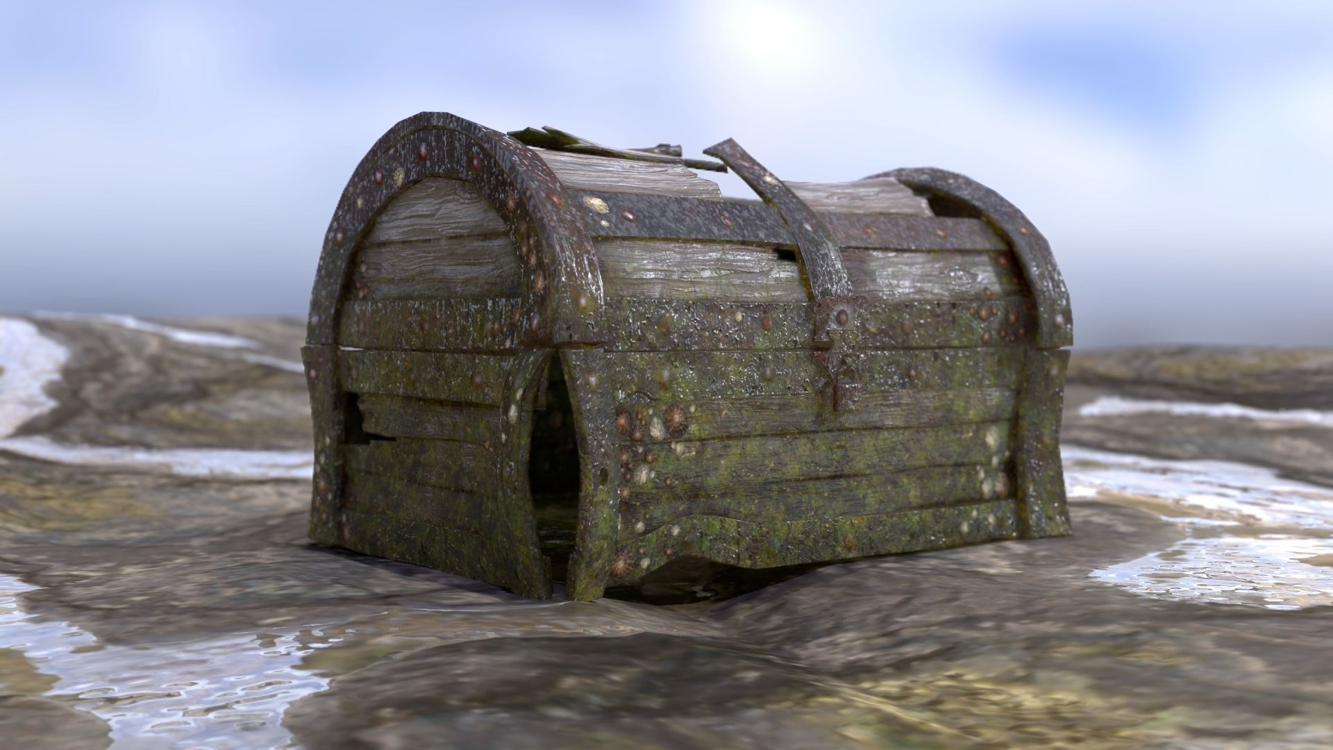 3D model Old Damaged Treasure Chest VR / AR / low-poly | CGTrader