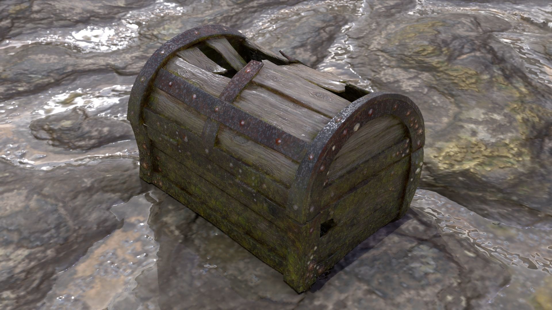 3D model Old Damaged Treasure Chest VR / AR / low-poly | CGTrader