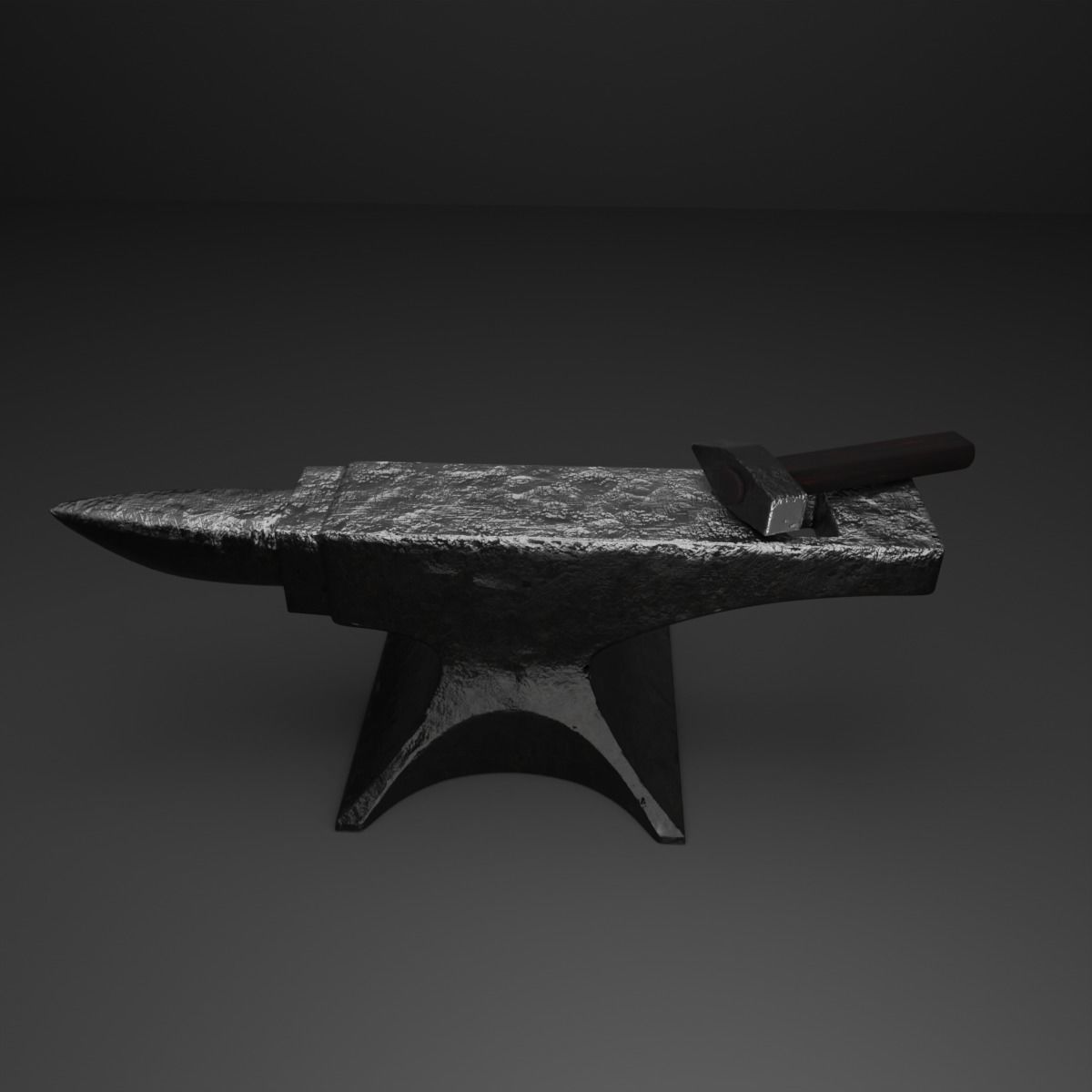 Blacksmith anvil with hammer in low-poly 3D model | CGTrader