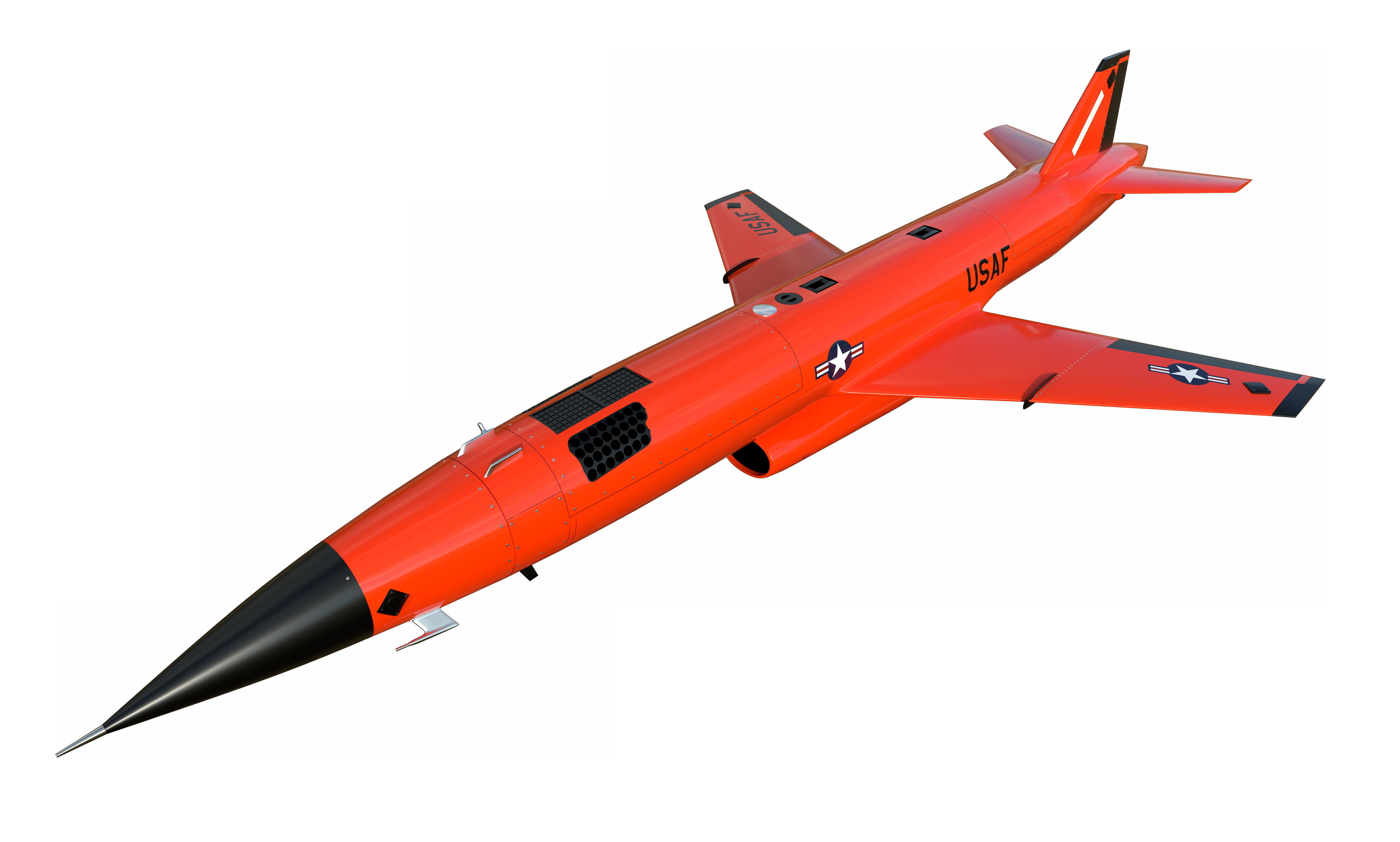 BQM-167A orange military jet flying in sky 3D model | CGTrader