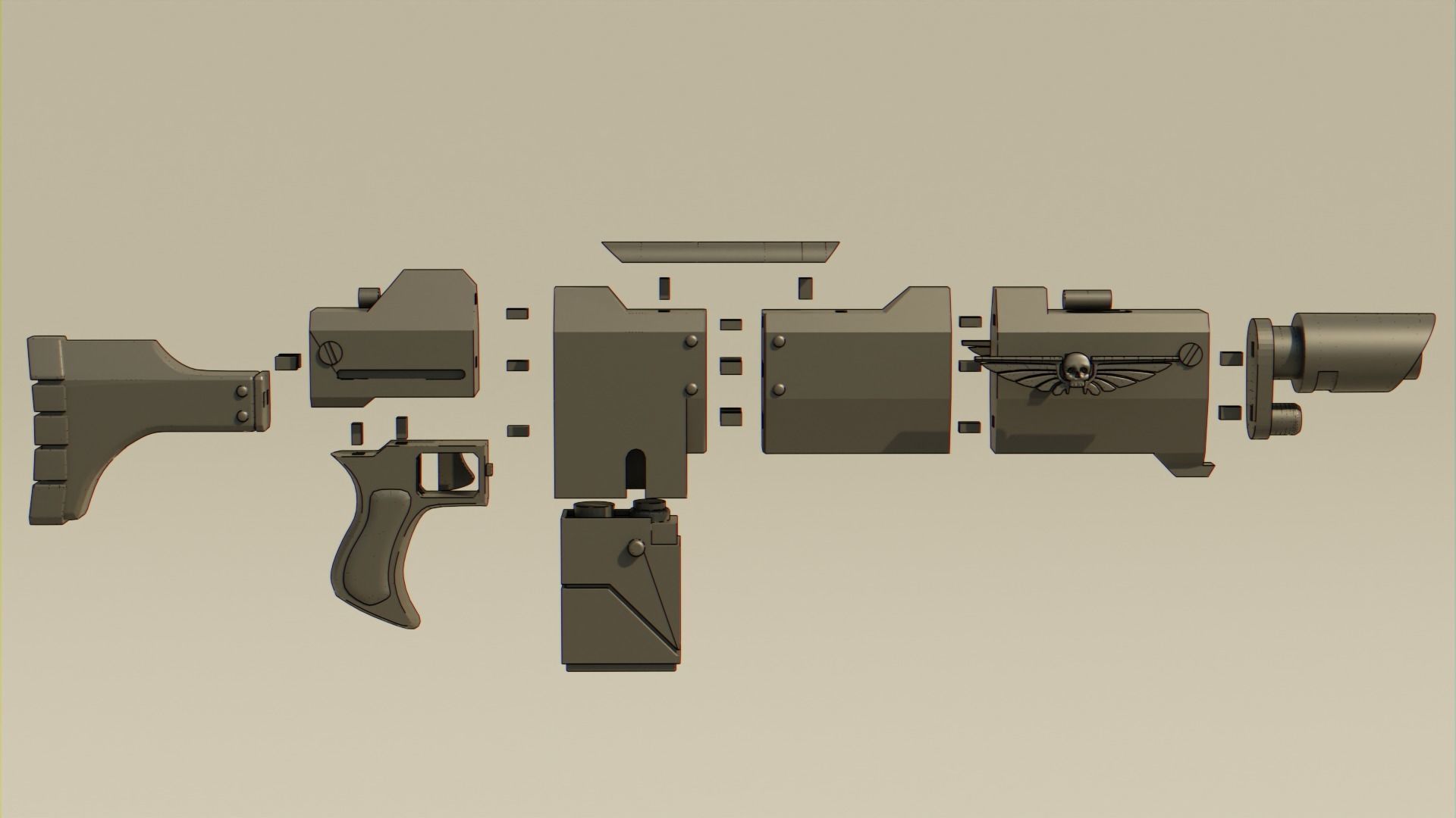 Warhammer 40K Kantrael Pattern Lasgun Gun 3D Printable free 3D model ...