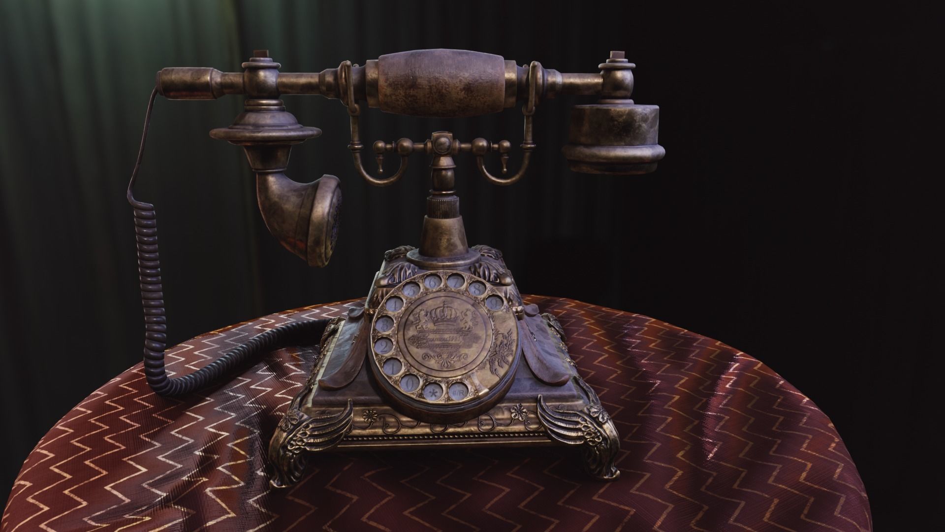 PBR 1921 Victorian Ornamented Vintage Telephone 3D model | CGTrader