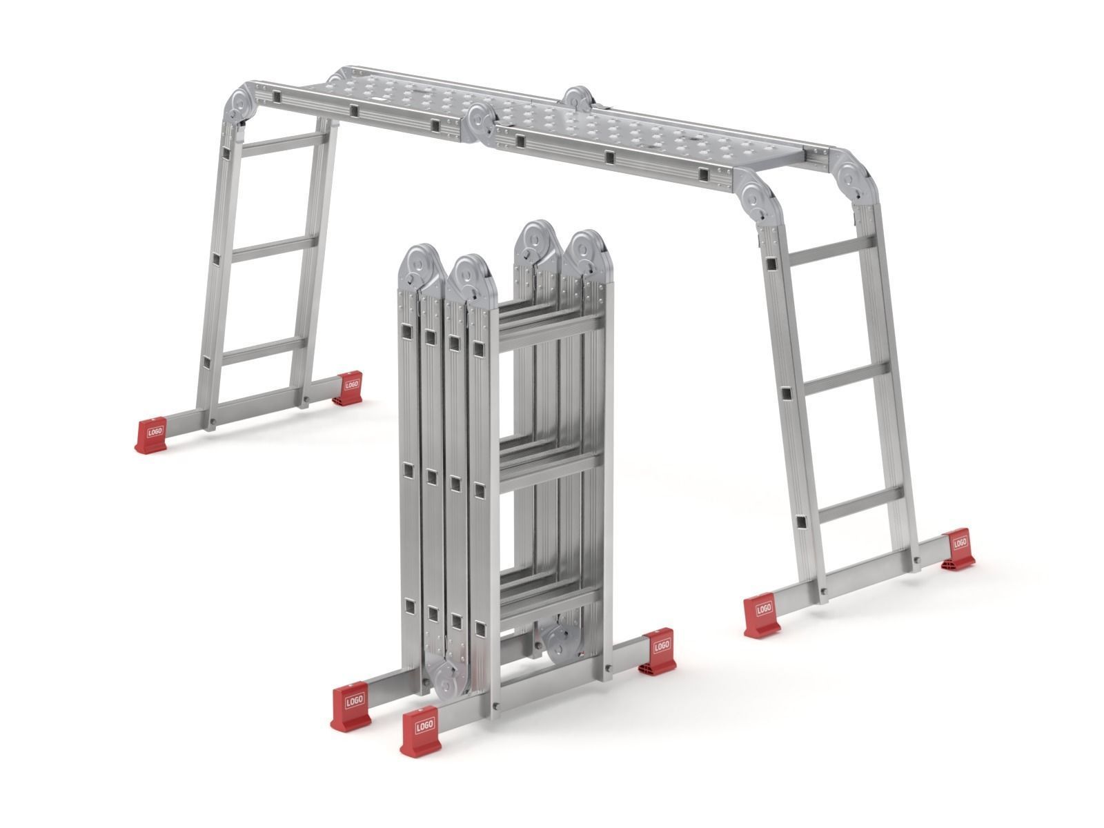 Multifunctional Aluminium Ladder 3D model rigged | CGTrader