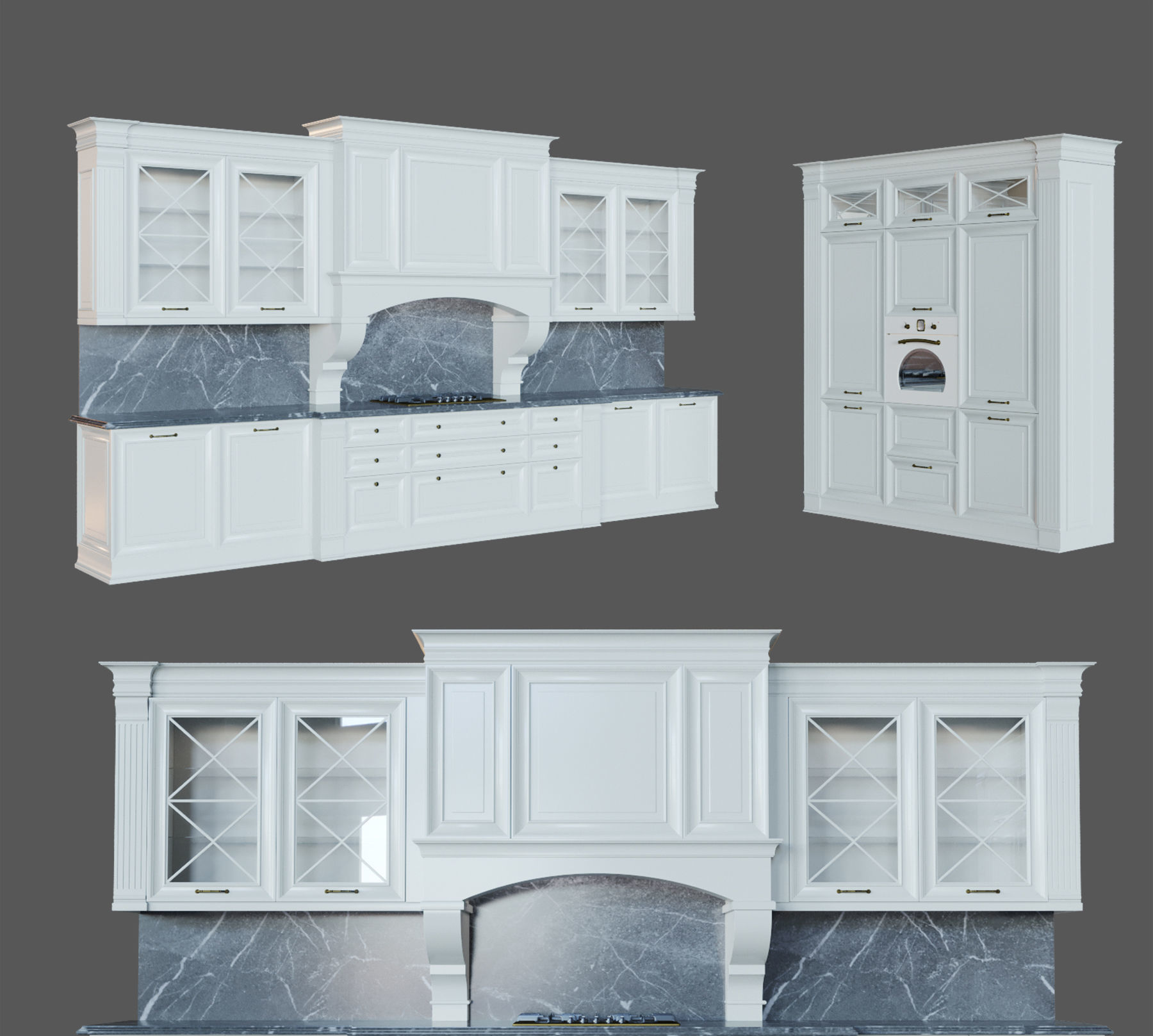Classic modular kitchen 3D model | CGTrader